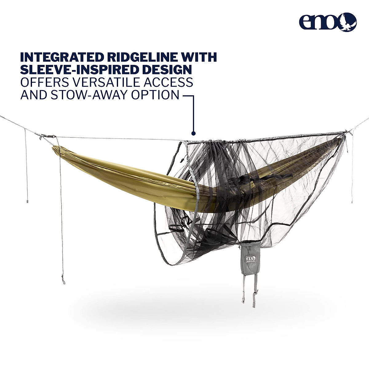 ENO Guardian SL Bug Net - Lightweight Hammock Netting - for Camping, Hiking, Backpacking, Travel, a Festival, or The Beach - Grey