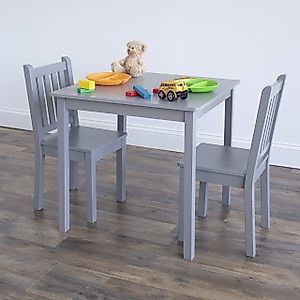 Humble Crew Kids Wood Table, 2 Chairs and Extra-Large Toy Organizer Set (Grey)