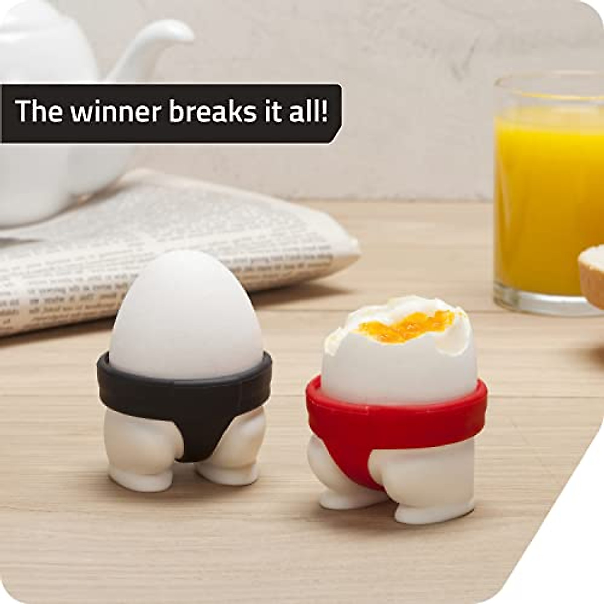 Sumo Eggs - Soft or Hard Boiled Egg Cup Holders (Set of 2) Sumo Design - Utensil Kitchen Decor by Peleg Design