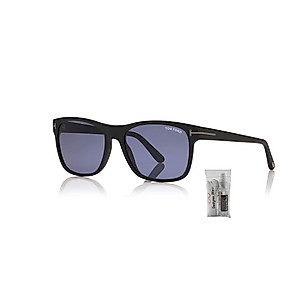 Tom Ford FT0698 02V 59MM Matte Black/Blue Smoke Geometric Square Sunglasses for Men + BUNDLE With Designer iWear Eyewear Kit