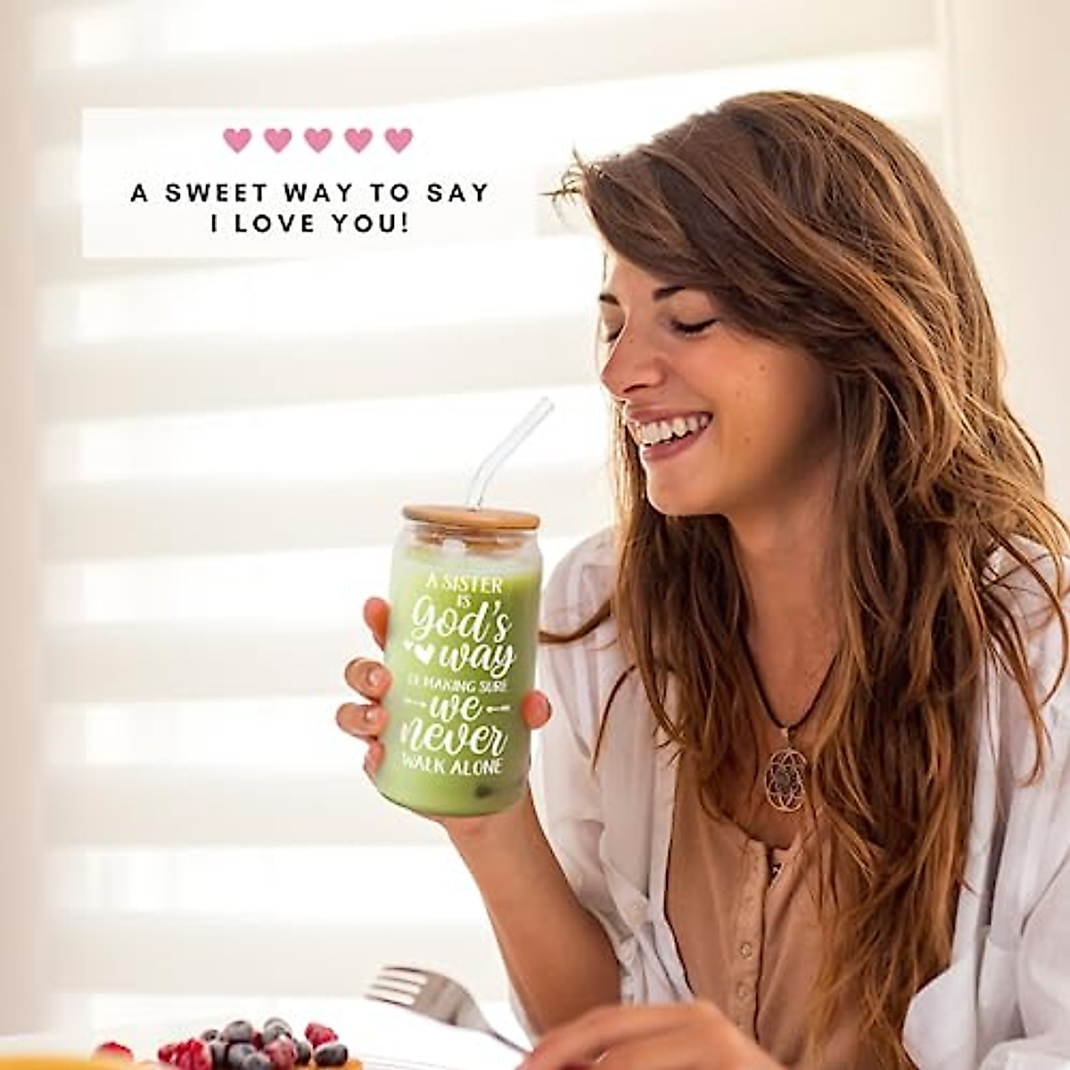 Sister Gifts from Sister - Gifts for Sister, Sister Gifts for Women - Sister Birthday Gift Ideas, Birthday Gifts for Sister, Sister Birthday Gifts from Sister - Big Sister Gift - Can Glass for Sister