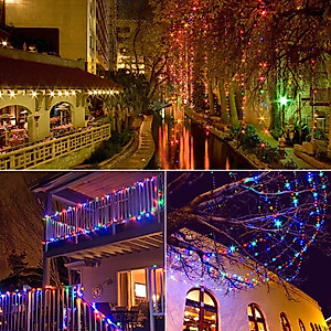 XUNATA Waterproof String Lights Outdoor, 50 LEDs 33ft Starry USB Powered 8 Modes Setting Light, for Indoor Outdoor Wall Decoration Wedding Party Home Garden(Multi-Color)