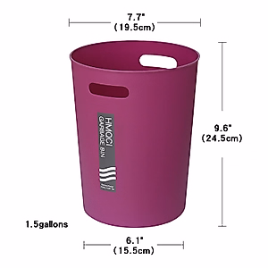 HMQCI Small Trash Can Round Plastic Wastebasket, Garbage Container Bin, 1.5 Gallon Capacity (Purple, 1.5 Gallons (2 Pack))