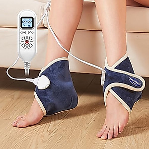 JOBYNA 2 Pack Heated Ankle Wrap for Ankle Pain Relief, 86℉-158℉ & Auto Shut Off, Electric Ankle Warmers for Achilles Tendonitis Relief, Plantar Fasciitis Relief, Sprained Ankles and Heels