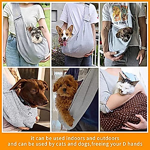 Dog Cat Sling Carrier, Subway Hands-Free Dog Cat Carrying Bag, Double-Sided Reversible Soft Fabric Puppy Sling, Outdoor Breathable Cotton Carrier for Small Dog Cat Pet