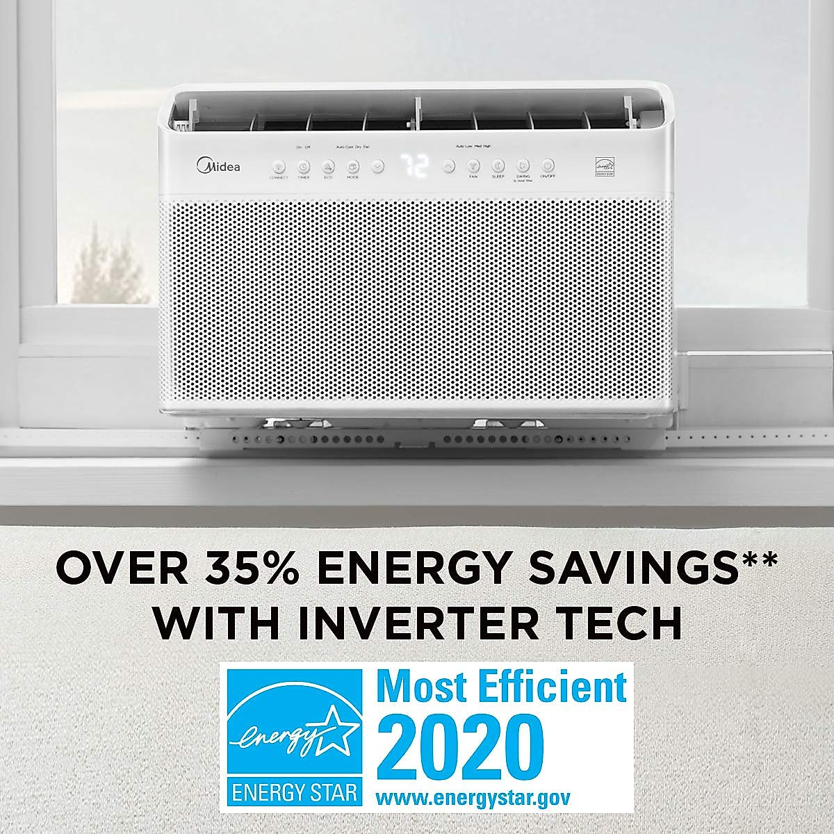 Midea U Inverter Window Air Conditioner 10,000BTU, The First U-Shaped AC with Open Window Flexibility, Robust Installation,Extreme Quiet, 35% Energy Saving, WiFi,Alexa,Remote, Bracket Included (Renewed)