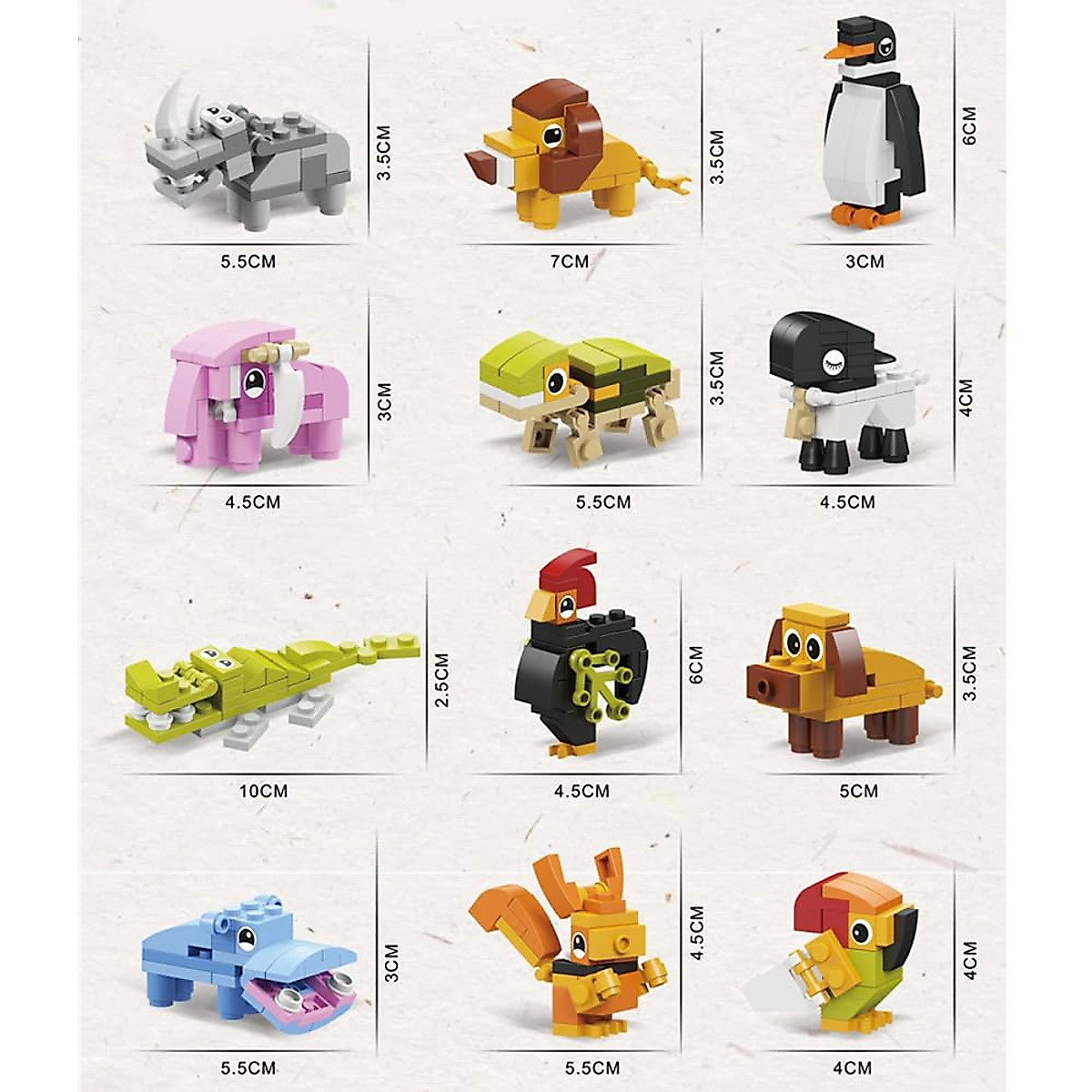 Cyeah 12 in 1 Mini Animal Building Block Set,Stem Building Brick Animal Kingdom Zoo Toys for Kids