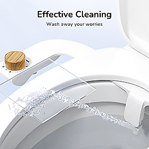 Bath & Bum Bidet, Ultra-Slim Bidet Attachment, Non-Electric Bidet Toilet Seat Attachment,Detachable Self-Cleaning Dual Nozzles and Adjustable Water Pressure, Easy to Install Bidet