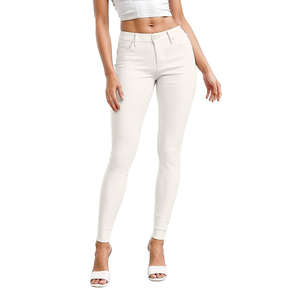 Hybrid & Company Womens Hyper Ultra Stretch Comfy Skinny Leg Work Casual Pants P44876SK Off White M