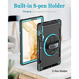 Case for Samsung Tab S7/S8 11 Inch 2022: Military Grade Shockproof Protective TPU Cover for Galaxy Tablet S7 11 Inch 2020 W/Stand - Handle - Shoulder Strap - S-Pen Holder -Mint Green