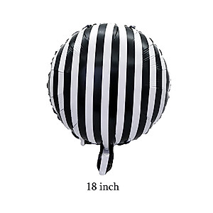 10Pcs Halloween Balloons Decorations Happy Halloween Party Foil Mylar Balloons Halloween Skull Balloons Black White Strip Balloons for Halloween Birthday Baby Shower Wedding Party Decor Supplies