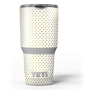 Design Skinz Tiny Golden Hearts Pattern - Skin Decal Vinyl Wrap Kit Compatible with The Yeti Rambler Cooler Tumbler Cups