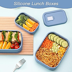 iArtker Silicone Food Storage Containers, Set of 3 Leakproof Storage Bento Box with Lids, BPA Free