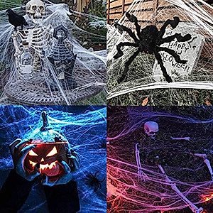 1200 sqft Spider Webs Halloween Decorations, Super Stretch Spider Web Cobwebs with 100 Plastic Fake Spiders Haunted House Yard Creepy Scene Props Indoor Outdoor Decor and Halloween Party Supplies