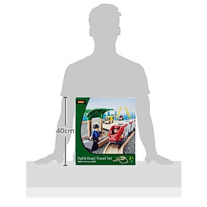 BRIO World - 33209 Rail & Road Travel Set | 33 Piece Train Toy with Accessories and Wooden Tracks for Kids Ages 3 and Up