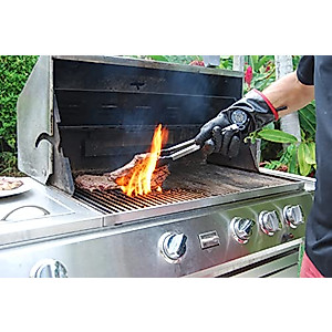 MagneCHEF Freedom BBQ Glove, Heat Resistant 932℉, Easy On & Off Glove for Grill/Smoker/Cooking/Pit/Barbecue/Oven/Fryer, Textured Palm No Slip Grip, Waterproof & Oil Resistant (Black Traditional Fit)