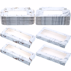 80 Pieces Empty Eyelashes Packaging Paper False Eyelash Storage Box Marble False Eyelash Cases without Trays for Women (Classic Patterns)