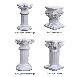 GEZICHTA Roman Pillar Greek Column Statue Resin Figurine Base Sculpture Wedding Table Decorations Indoor Home Decor(3.5x3.7x6.9 inch,Square)
