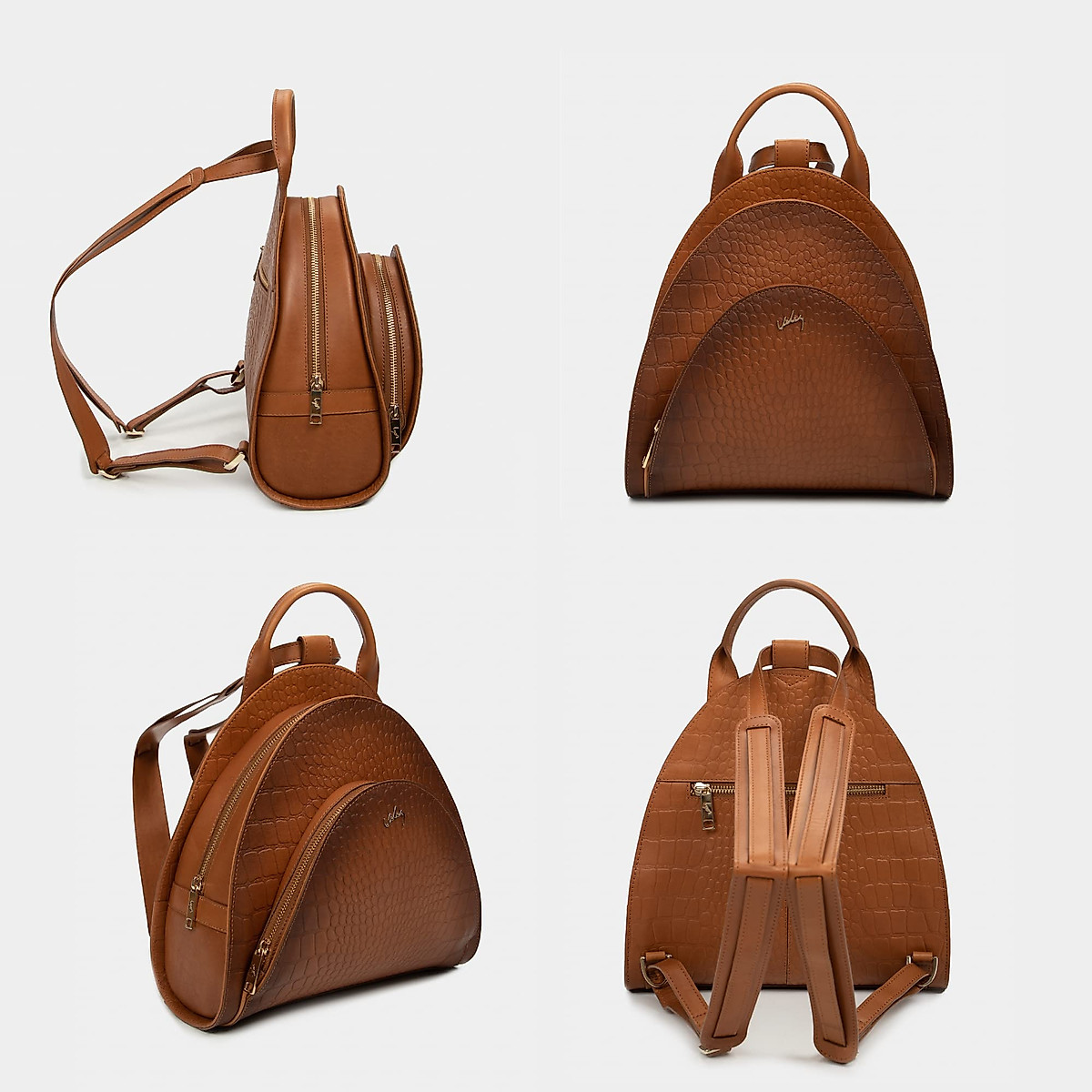 VELEZ Leather Mini Backpack For Women - Brown Shoulder Bag Purse