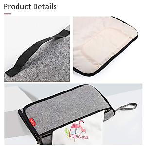 AIMIUKIDS Baby Diaper Changing Pad with Built-in Head Cushion for Stroller Walks or Diaper Bag, Fits Newborn and Toddler for Quick Change on The go 2 Pack Red & Grey