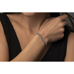 NATALIA DRAKE 1/4 Cttw Wave Link Diamond Tennis Bracelet for Women in Rhodium Plated 925 Sterling Silver Color I-J/Clarity I2-I3