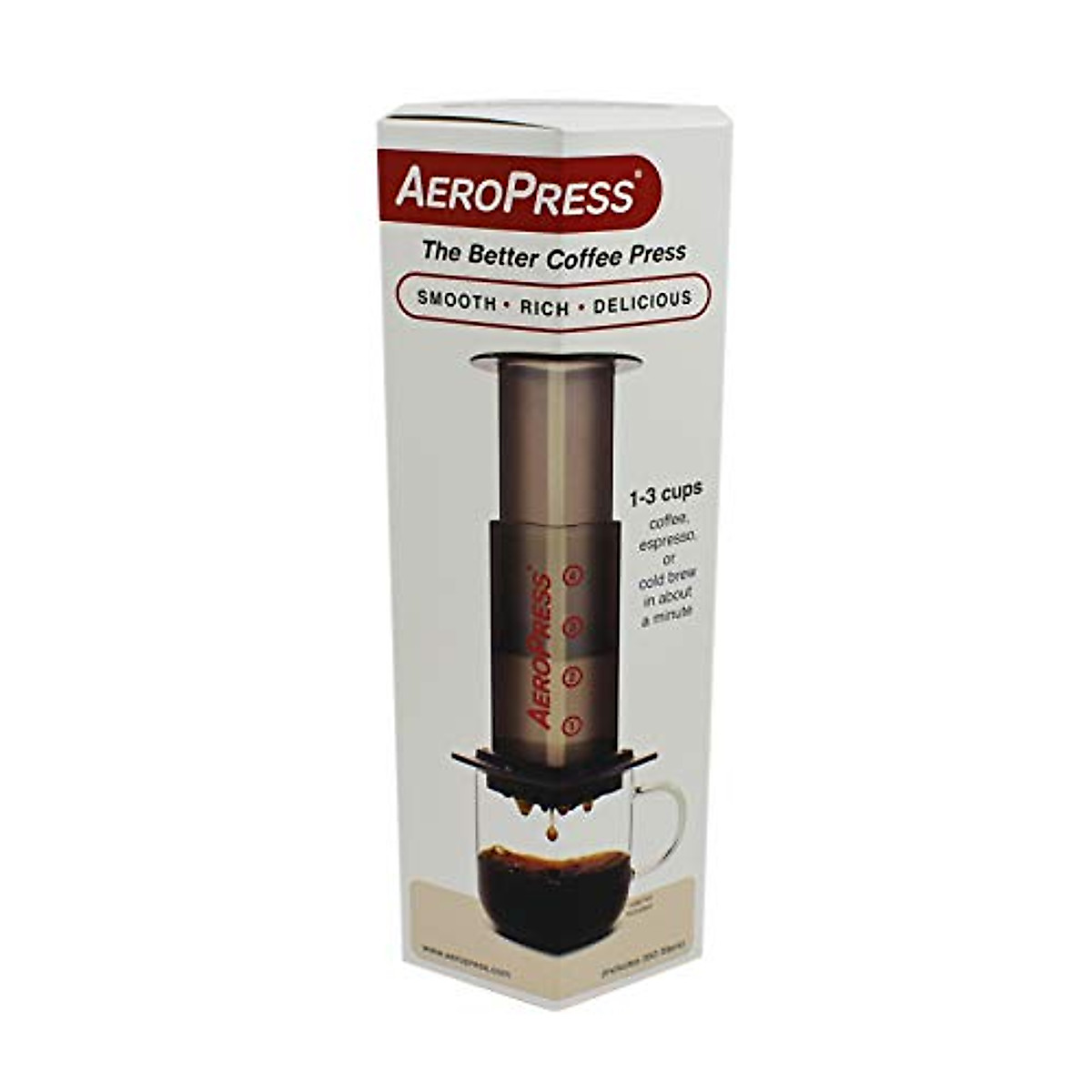 Aeropress Original Coffee and Espresso Maker, Barista Level Portable Coffee Maker with Chamber, Plunger, & Filters, Quick Coffee and Espresso Maker, Made in USA
