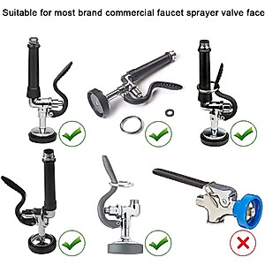 Pre Rinse Spray Valve Repair Kit for Most Commercial Dish Sprayer Nozzle 1.42 GPM Touch On Kitchen Sink Faucets Bumper and 2 PCS Spray Face & Screw Repair Part, Gray
