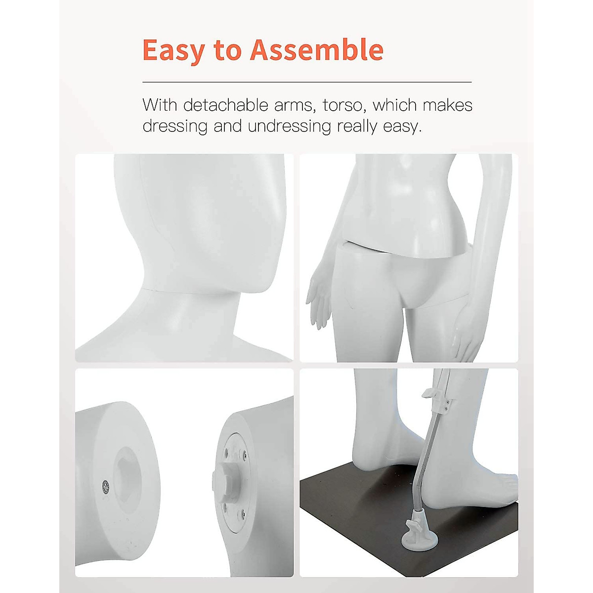 69 Inch Female Mannequin Full Body Dress Form Adjustable Dress Mannequin,Mannequin Torso Realistic Mannequin Display Sewing Manikin with Metal Base Plastic Head,White…