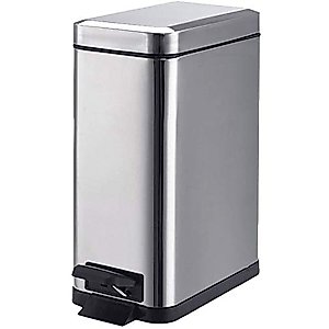 1.3 Gallon- Rectangular Small Steel Step Trash Can Wastebasket,Stainless Steel Bathroom Slim Profile Trash Can,5 Liter Garbage Container Bin for Bathroom,Living Room,Office and Kitchen,Silver