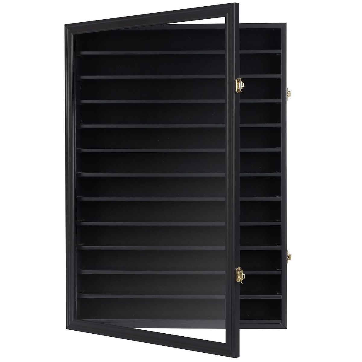 Hot Toy Cars Wheels Matchbox Model Cars Hot Display Case Cabinet UV Protection 1/64-1/43 Scale (Black Finish) 26.5 X 18.75 X 3.25 Inches