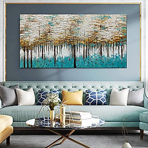 Yotree Paintings, 24x48 Inch Paintings Oil Hand Painting Tree of Life Painting 3D Hand-Painted On Canvas Abstract Artwork Art Wood Inside Framed Hanging Wall Decoration Abstract Painting