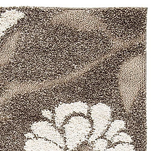 SAFAVIEH Florida Shag Collection Accent Rug - 4' x 6', Smoke & Beige, Floral Design, Non-Shedding & Easy Care, 1.2-inch Thick Ideal for High Traffic Areas in Foyer, Living Room, Bedroom (SG459-7913)