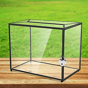 Lemicin Transparent Acrylic Wedding Card Box with Lock, Slot Envelope Holder for Wedding Reception Bridal Shower Birthday Baby Shower Election Votes Graduation Parties Honeymoon Fund Memory Box