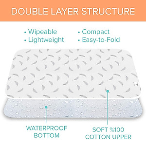 Kushies Deluxe Waterproof Changing Pad Liners - 20 x 30 inches Baby Changing Table Pad Covers - Baby Changing Pads in Grey Scribble - Diaper Changing Pad Cover Waterproof for Changing Station