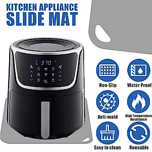 Heat Resistant Mat for Air Fryer Anti-slip mat for kitchen appliances, 1 Pcs Kitchen Countertop Heat Protector Mat Kitchen Hot Pads for Ninja Foodi Air Fryer, Coffee Maker(grey 14x14inch)