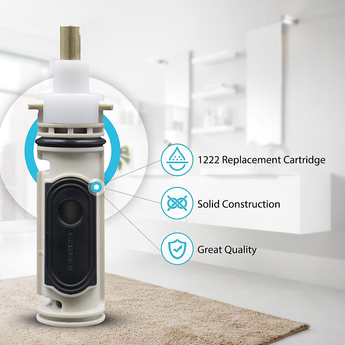 1222 Replacement Cartridge Compatible with moen One-Handle PosiTemp Faucets, Replacement Compatible with moen 1222 Shower Valve Cartridge,Metals & Plastics (1)