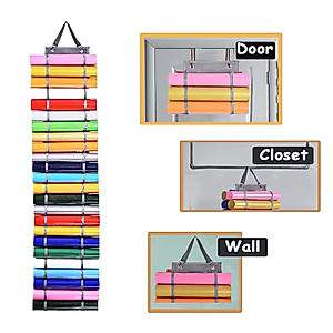 Pilarmuture Vinyl Roll Holder with 24 Compartments, Vinyl Storage Organizer Rack Wall Mount/Hanging Over The Door,Craft Vinyl Roll Storage with Upgrade Door Hooks and Strap for Craft Room(Grey)