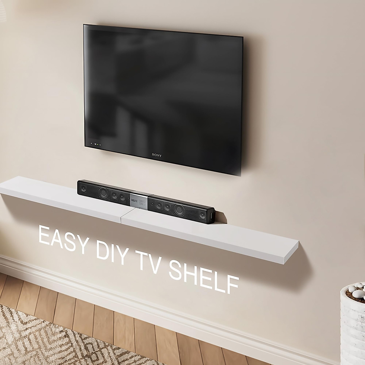 Colima Floating Shelves for Wall White Wood Wall Shelf for Bedroom, 36 Inch Wall Mounted Floating Shelves for Bathroom Living Room Kitchen Office, 1.3" Thick Floating Book Shelves for Wall, Set of 2