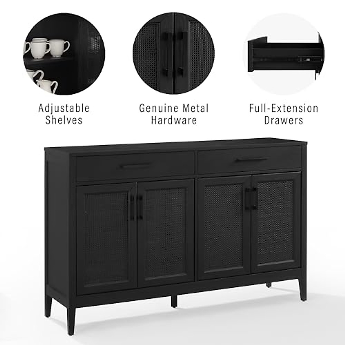 Crosley Furniture Milo Modern Sideboard Buffet Cabinet with Storage Cabinets and Drawers, Kitchen, Dining, Black