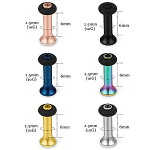 Vsnnsns 10G 316L Surgical Stainless Steel Ear Gauges Tunnel Plug Earrings Expander Stretcher Piercings Jewelry for Women Men 6 Pairs 10 Gauge 2.5mm