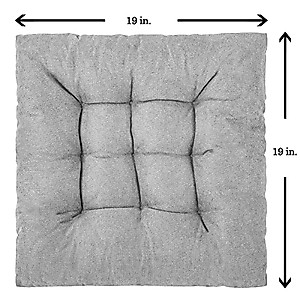 FABRICASTLE Outdoor Chair Cushions Patio Cushion Premium Comfortable Thick Fill Tufted 19" x 19" Floor Wicker Seat Pads, 2 Count (Grey, 2)