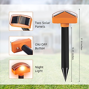 Mole Repellent Solar Powered Snake Repellent Ultrasonic Gopher Repeller Waterproof 2 in 1 Mole Repellent for Lawns with Ultrasonic and Lights Get Rid of Mole Gopher Snake for Yard Lawns (4-Pack)