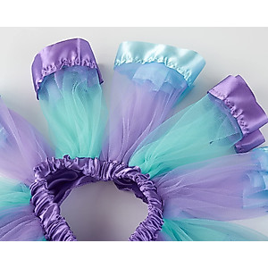 First 1st Birthday Girl Outfit Baby Mermaid Party Tutu Skirt with One Crown Headband