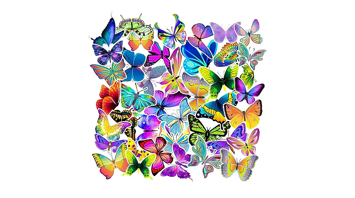 50 Pcs Waterproof Butterfly Stickers for Customization