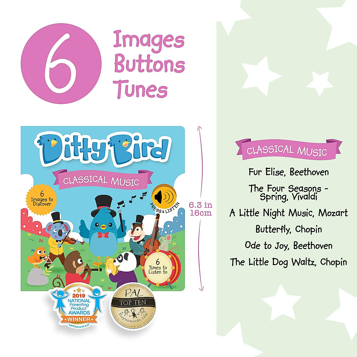 DITTY BIRD Classical Bundle: Classical Melodies & Ballet Combo with Batteries, Great Gift for Toddlers & Kids