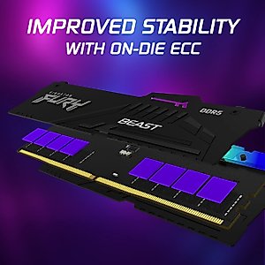 Kingston Fury Beast 8GB 5600MT/s DDR5 CL36 RGB Desktop Memory Single Module | Infrared Syncing | AMD Expo | Plug N Play | KF556C36BBEA-8