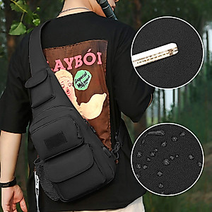 BAIGIO Tactical Sling Bag Crossbody Pack One Shoulder Backpack (Black)