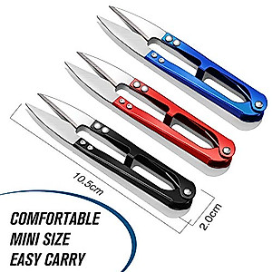 3 Pieces Sewing Scissors 4.7 Inch U Shape Yarn Thread Cutter Embroidery Small Snips Clippers Trimming Nipper for Sewing Stitch DIY Crafts Supplies, Random Color