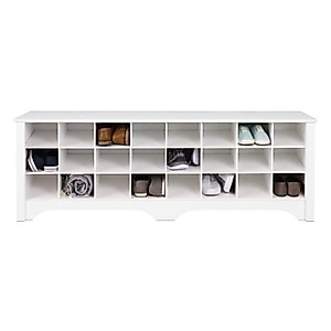 Pemberly Row 60" Wide 24-Pair Shoe Cubby Bench, Shoe Rack, Shoe Storage for Entryway, Mudroom, Hallway, Closet and Garage, White
