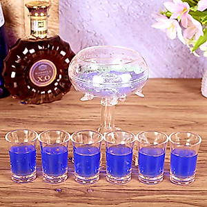 6 Shot Glass Dispenser and Holder, Dispenser for Filling Liquids with 6 Pcs 1.2oz Acrylic Cup for Bar Shot, Wine, Cocktail and Whiskey Dispenser